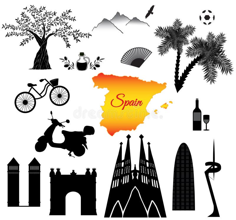 Spain vector set stock vector. Illustration of city - 124939348