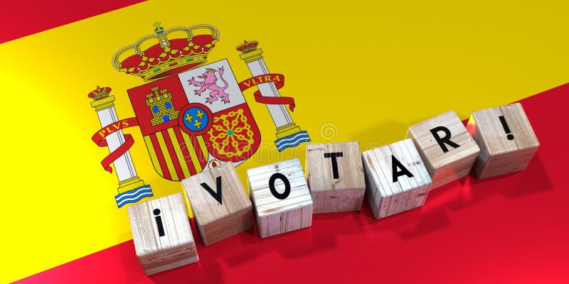 Spain - Vote Cube Words and National Flag - Election Concept Stock ...