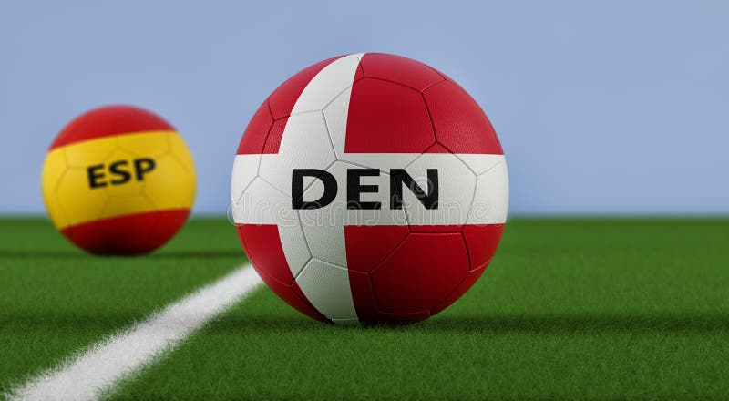 Spain Vs. Denmark Soccer Match Stock Illustration - Illustration of ...