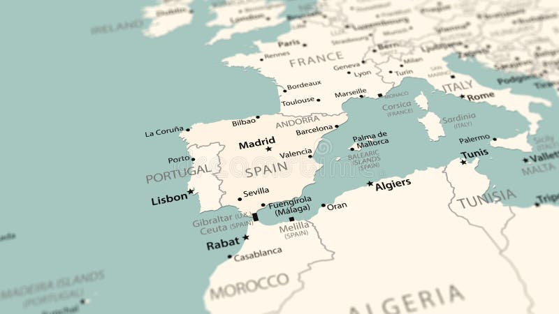 Spain on the World Map. Smooth Map Rotation Stock Video - Video of ...