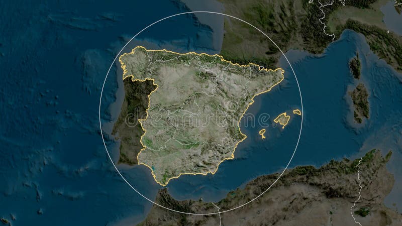 Spain - circled. Satellite stock illustration. Illustration of travel ...