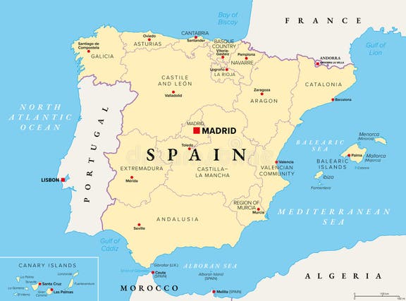 Spain, Autonomous Communities, Political Map Stock Vector ...