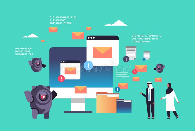 Spamming Concept, a Lot of Emails on the Screen of a Monitor. Email Box ...