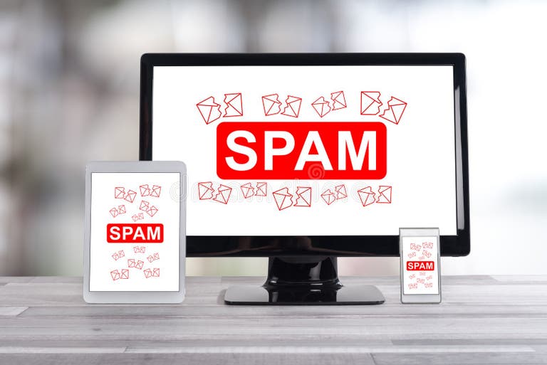 Spam Concept on Different Devices Stock Photo - Image of virus, network ...