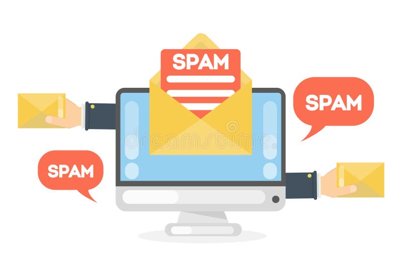 Spam concept illustration. stock vector. Illustration of attack - 101493156