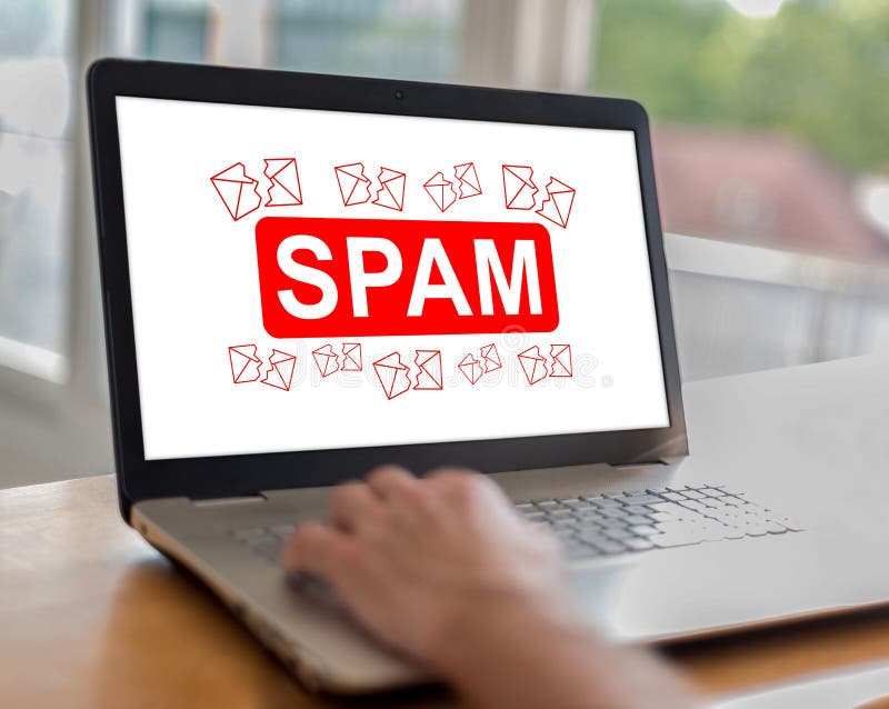 Spam concept on a laptop stock image. Image of application - 150491005