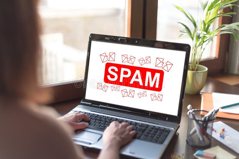 Spam Concept on a Laptop Screen Stock Photo - Image of screen, mail ...