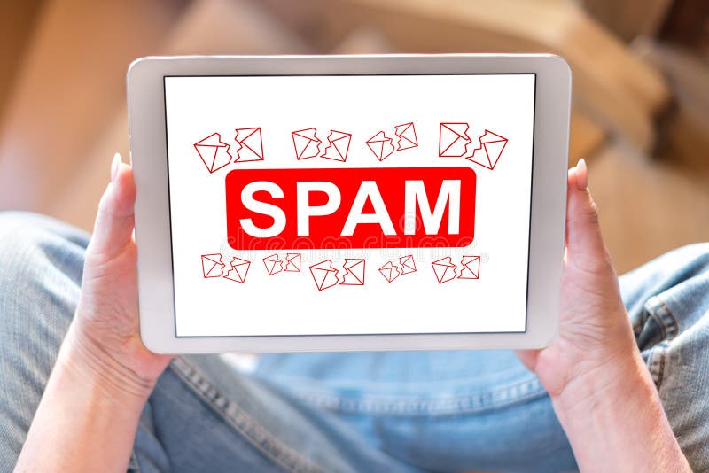 Spam concept on a tablet stock photo. Image of network - 331935038