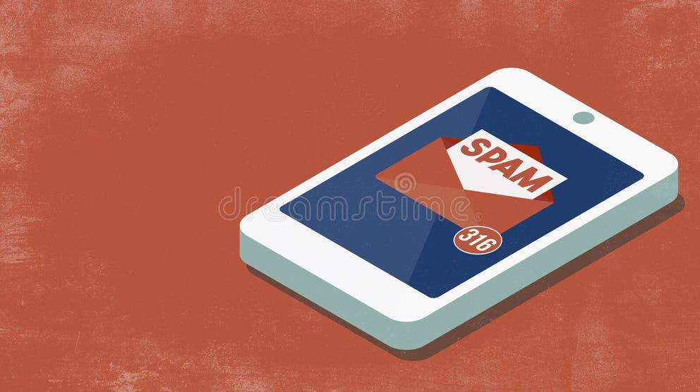 Spam E-mail Notifications on the Smartphone Stock Illustration ...
