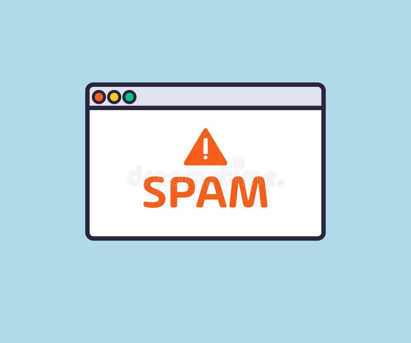 Spam Email Envelope Warning Window Appear on Website Browser Logo ...