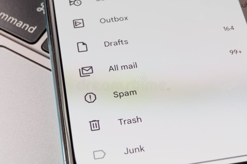 Spam in Email Inbox. Email Inbox on Smartphone - Junk, Trash, Spam ...