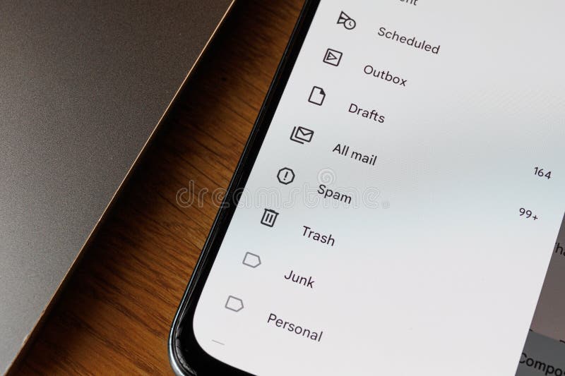 Spam in Email Inbox. Email Inbox on Smartphone - Junk, Trash, Spam ...