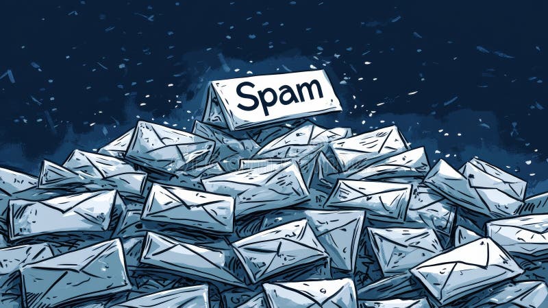 Spam Email Sign Sitting on Pile of Mail Envelopes Stock Photo - Image ...