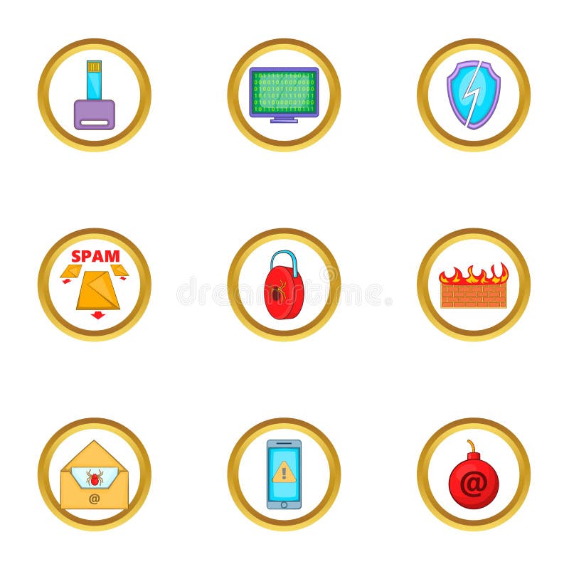 Spam Icons Set, Cartoon Style Stock Vector - Illustration of laptop ...