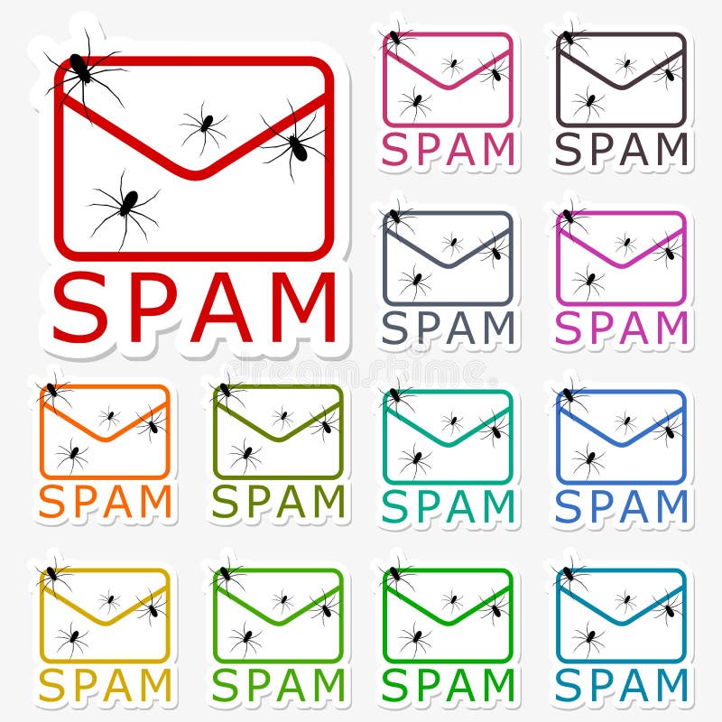 Spam Letter with Spiders Set Stock Vector - Illustration of message ...
