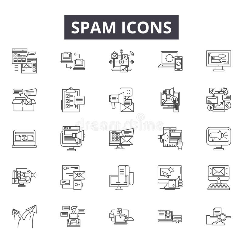 Spam Line Icons for Web and Mobile Design. Editable Stroke Signs. Spam ...