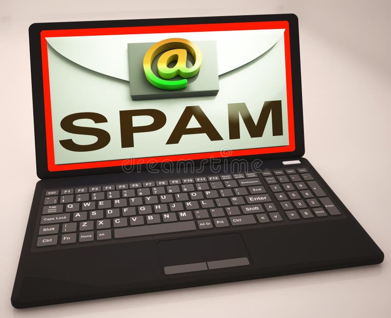 Spam Laptop Showing Spamming Unsolicited Stock Illustration ...