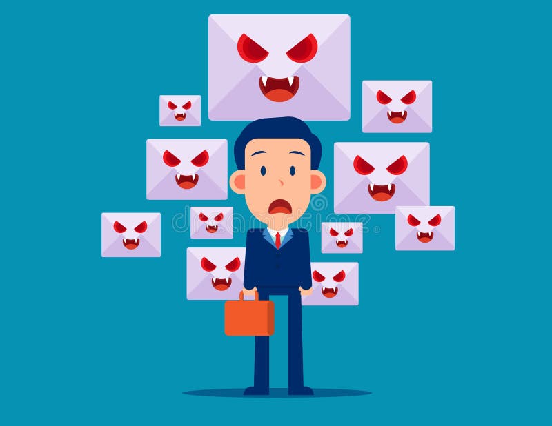 Spam Mail and Virus. Online Dangger. Flat Cartoon Vector Design Stock ...