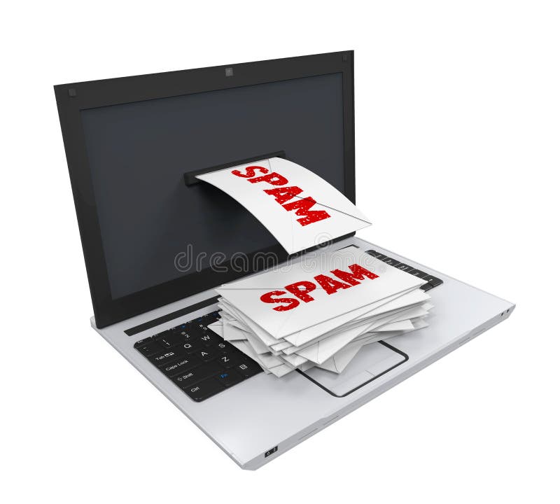 Spam Mails and Laptop Isolated Stock Illustration - Illustration of ...