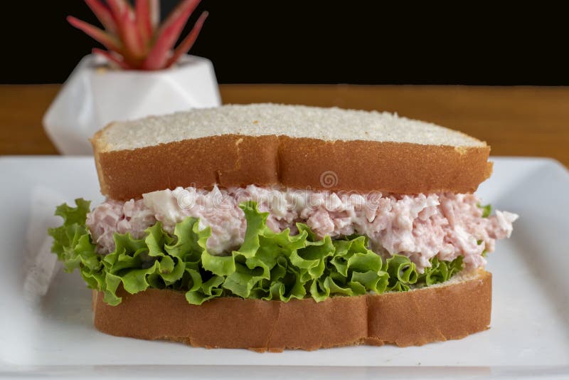 Spam Salad on Lettuce and White Bread Stock Photo - Image of spam ...