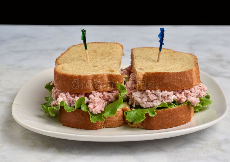 Spam Salad Sandwich with an Pickle Stock Image - Image of salad, meal ...