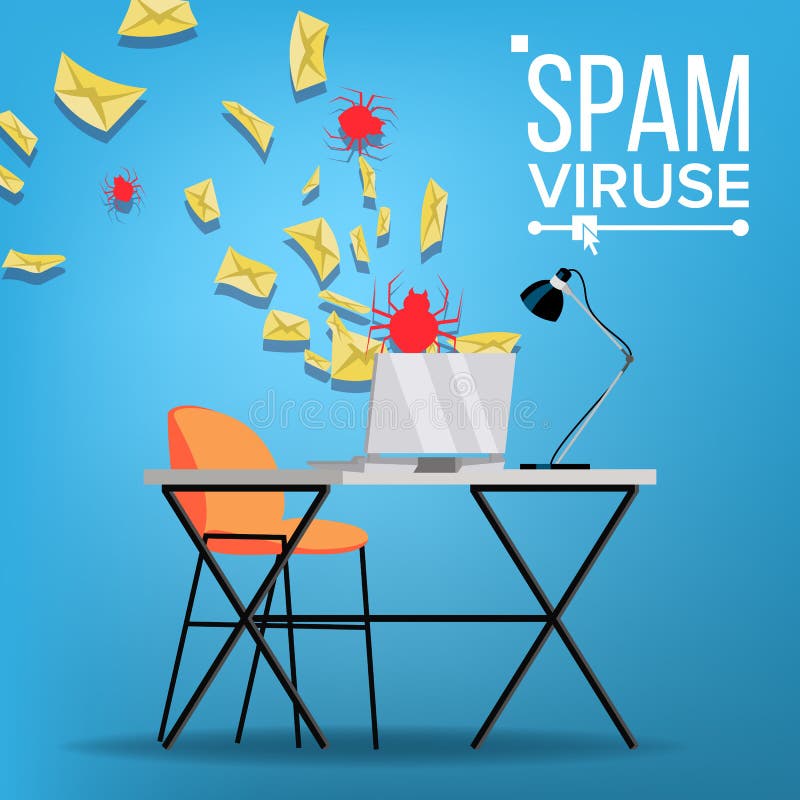 Spam Virus Vector. Internet Technology. Online Mail Attack. Hack ...