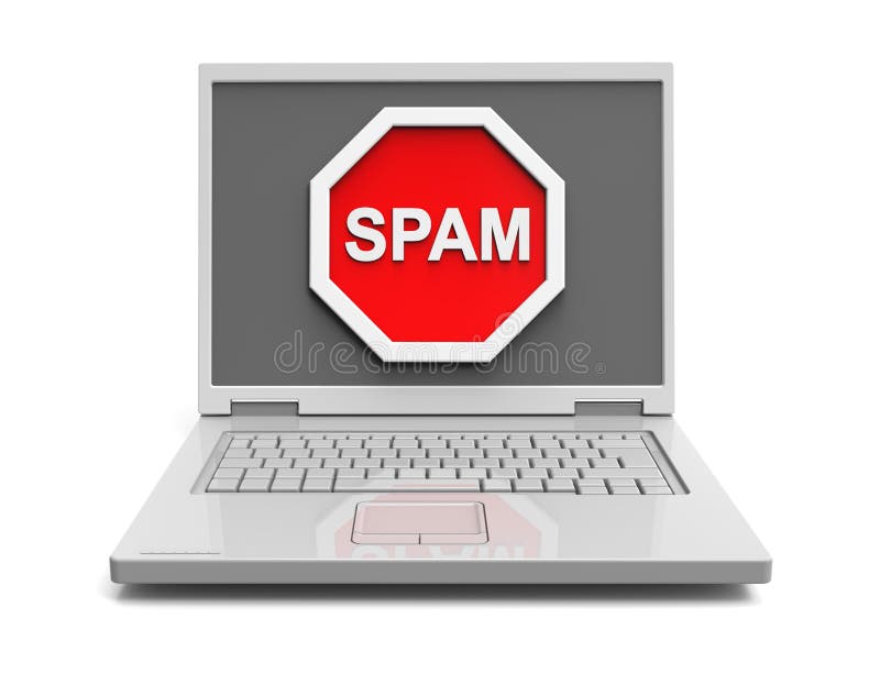 Spam Warning Sign on Laptop Screen. Stock Illustration - Illustration ...