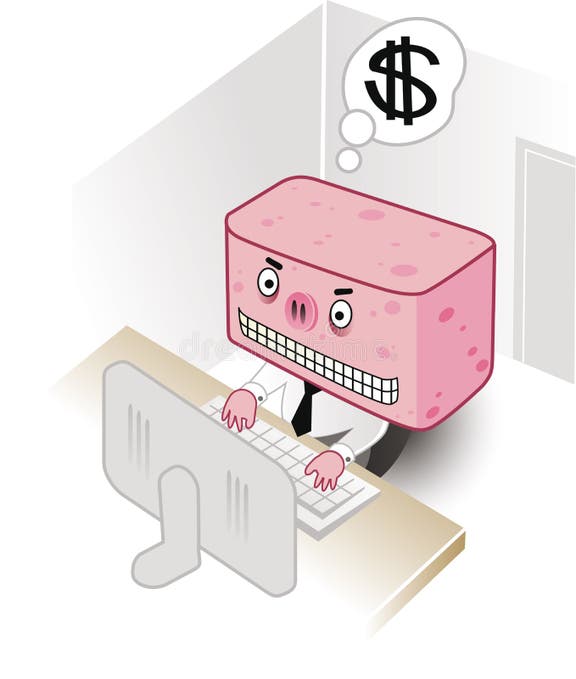 Spammer with Evil Grin in Front of His Computer Stock Vector ...