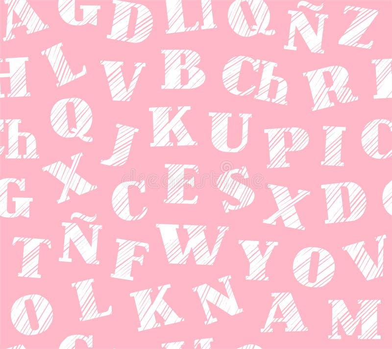 Spanish Alphabet, Seamless Pattern, Shading Pencil, Pink, Vector. Stock ...
