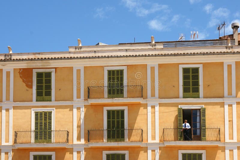 Spanish apartment block stock image. Image of balconies - 5590167