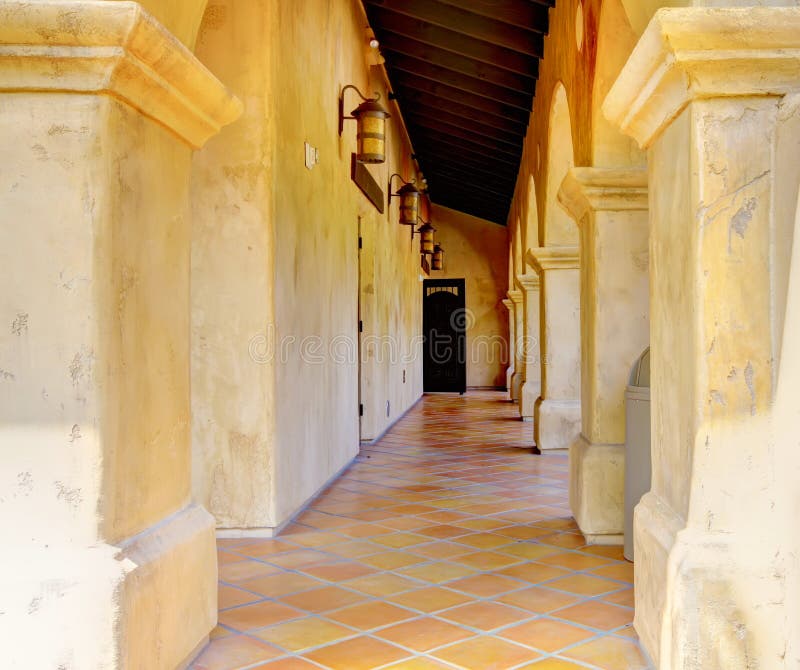 Spanish Architecture Columns Details Exterior. Stock Image - Image of ...