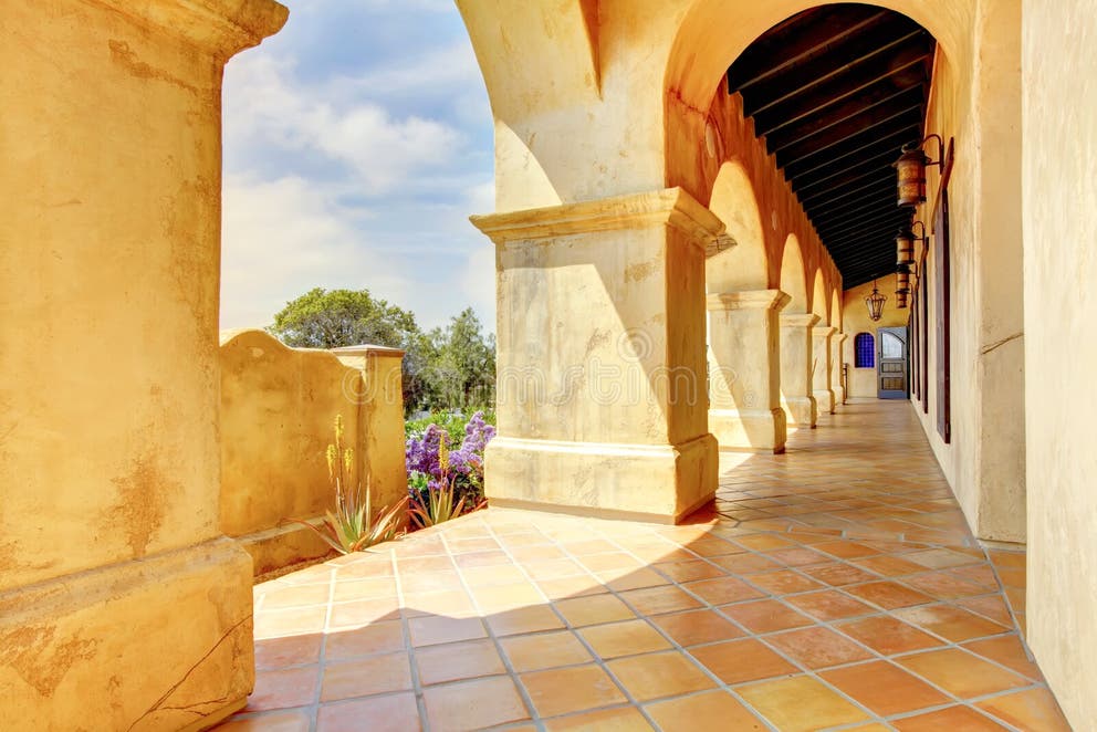 Spanish Architecture Columns Details Exterior. Stock Image - Image of ...