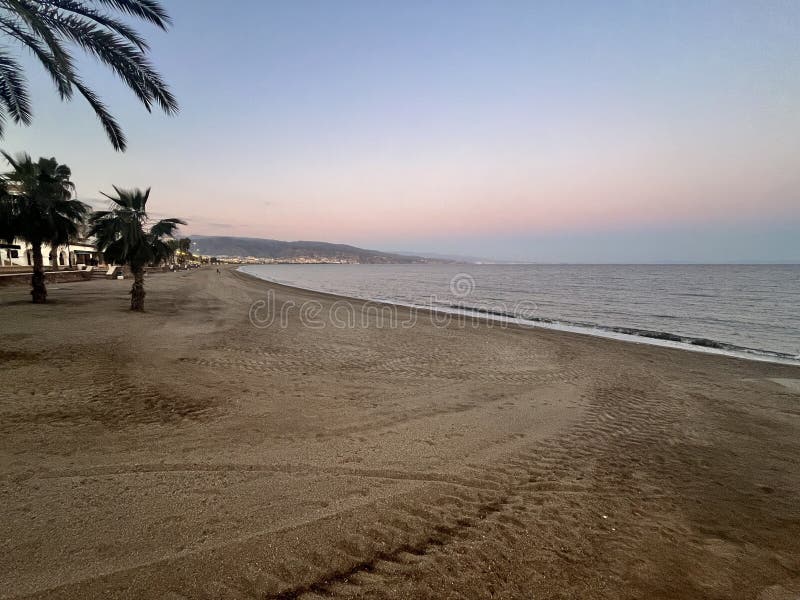 Spanish Beach View at Sunset Stock Photo - Image of coastal, spain ...