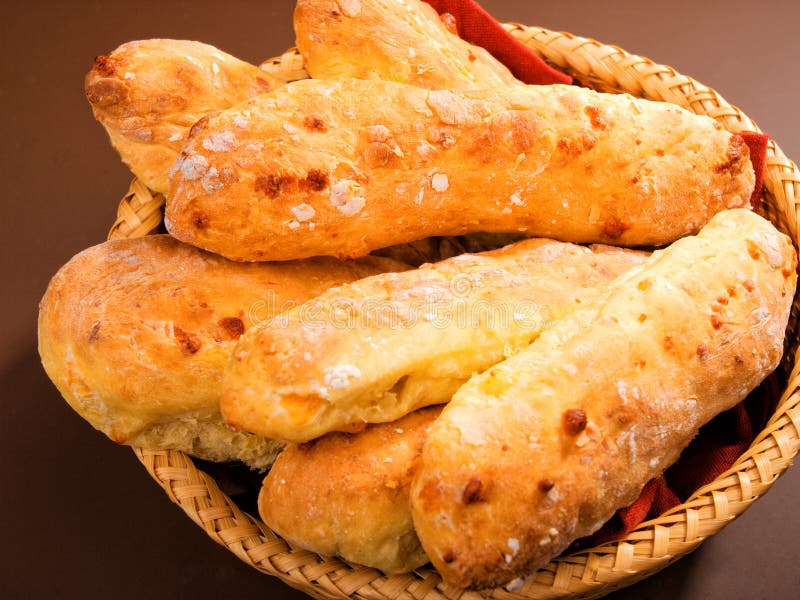 Spanish Bread with Yellow Cheese Stock Photo - Image of studio, baked ...
