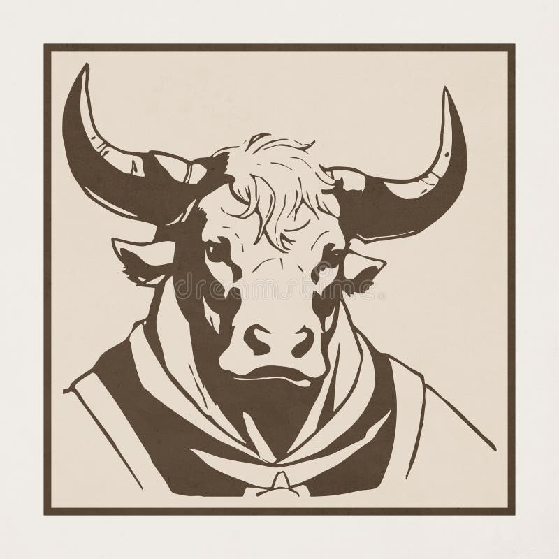 Spanish Bull. Animal Illustration. Printable Pattern for Wall ...