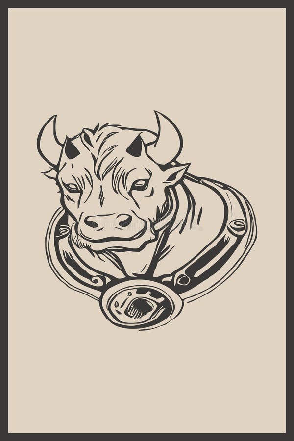 Spanish Bull. Animal Illustration. Printable Pattern for Wall ...