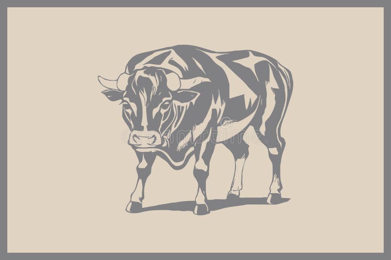 Spanish Bull. Animal Illustration. Printable Pattern for Wall ...