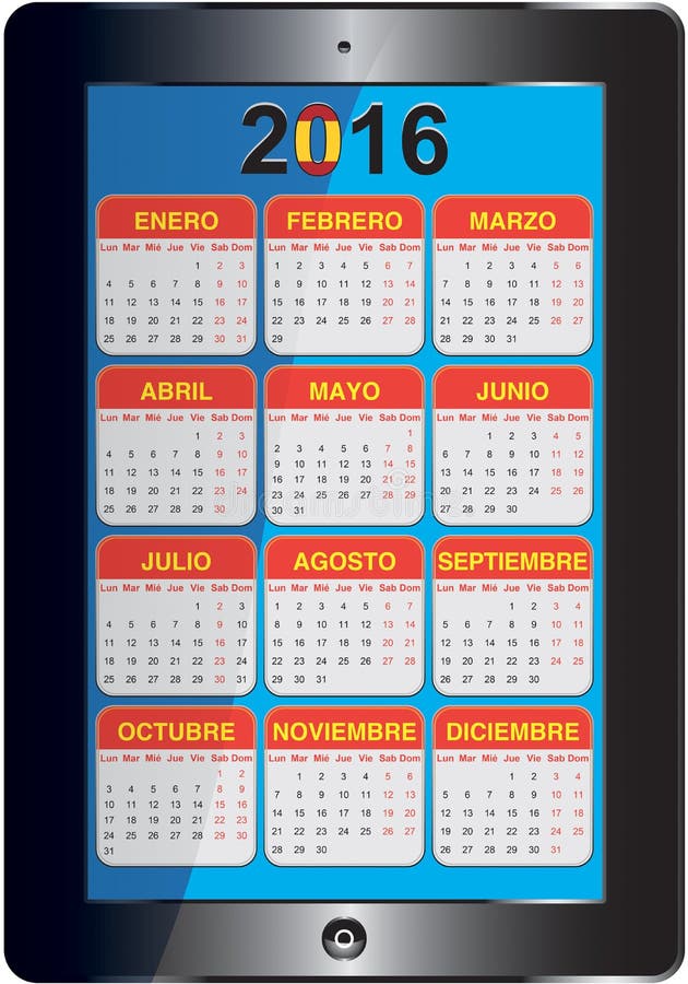 Spanish calendar 2016 stock illustration. Illustration of creative ...