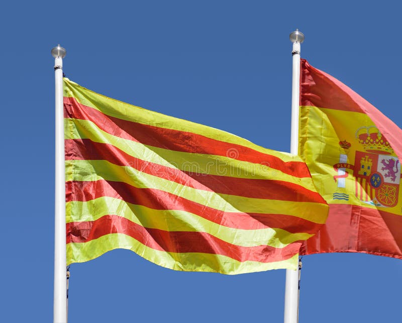 Spanish and Catalan flag stock photo. Image of catalunya - 30059686