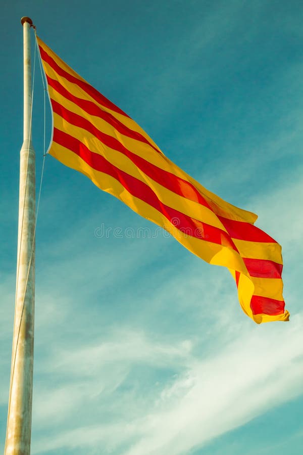 Spanish and Catalonian Flag Stock Image - Image of building, horbor ...
