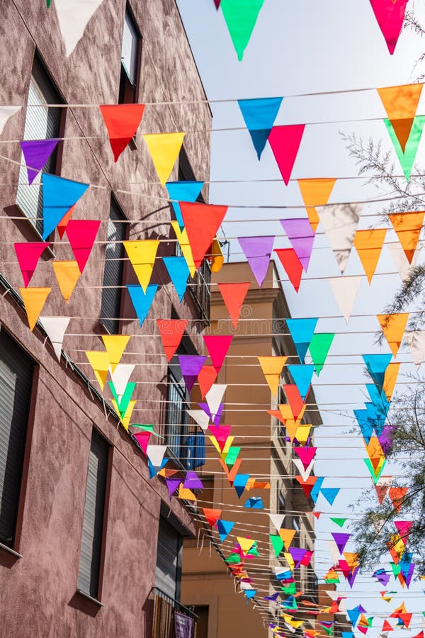 Spanish Catholic Holiday Party Decorations with Colored Flags in ...