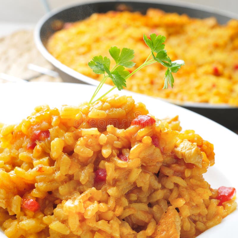 Spanish Arroz a La Cubana, a Typical Rice Dish in Spain Stock Photo ...