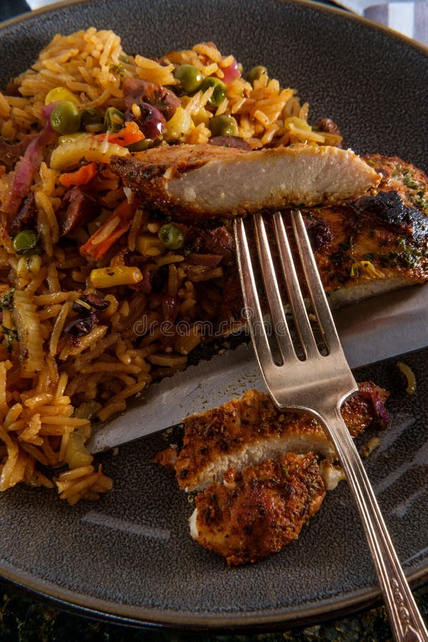 Spanish Chicken and Rice stock photo. Image of menu - 223659012