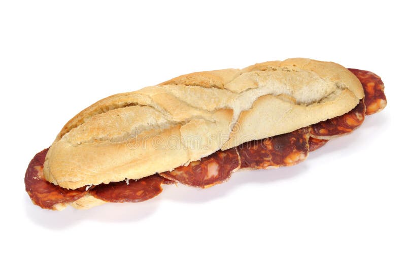 Spanish chorizo sandwich stock photo. Image of food, bread - 14055870