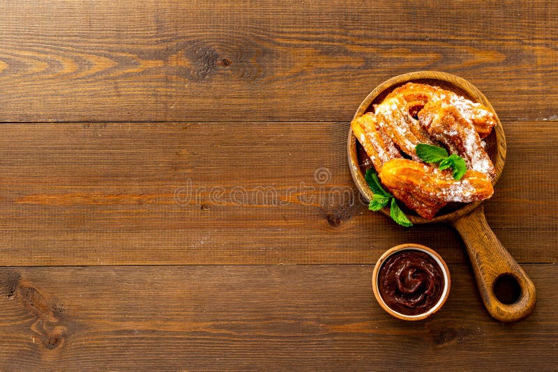 Spanish Churros Waffles with Chocolate and Sugar Stock Photo - Image of ...