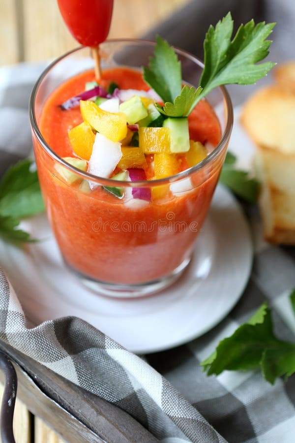 Spanish cold tomato soup stock image. Image of diet, soup - 33394929