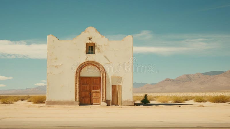 Spanish Colonial Revival Architecture Waiting Stop in Desert Highway ...