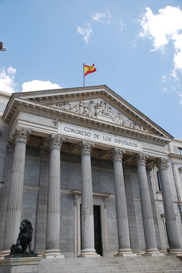 Spanish Congress of Deputies Building and Monument To Cervantes Stock ...