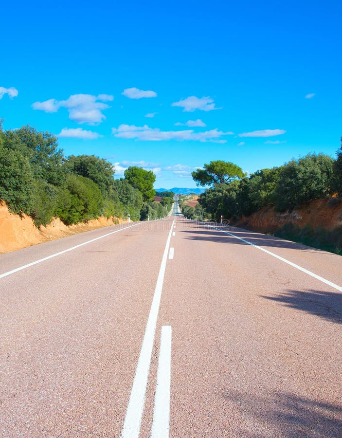 Spanish country road view stock photo. Image of mountain - 128793668