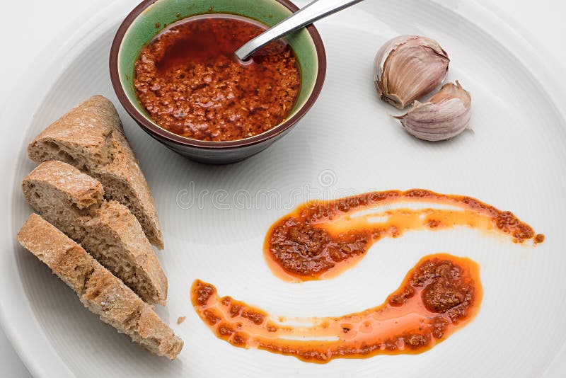 Spanish Cuisine. Mojo Picon Sauce from the Canary Islands. Stock Photo ...